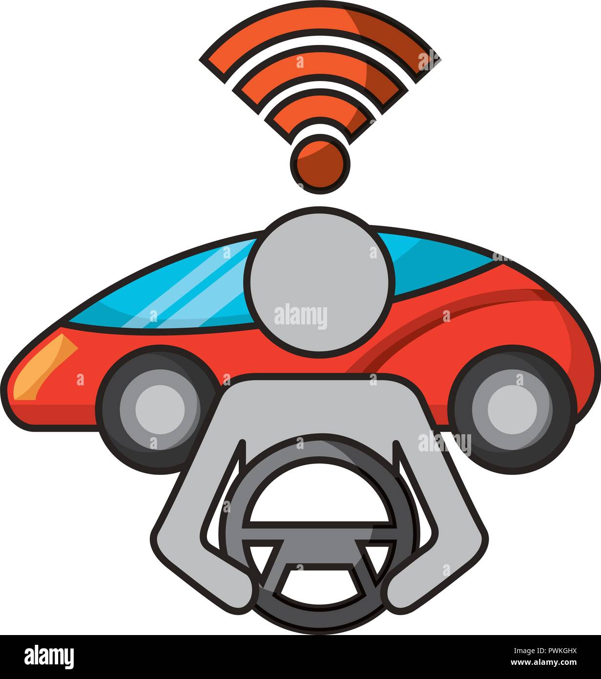 driver vehicle signal autonomous car vector illustration Stock Vector ...