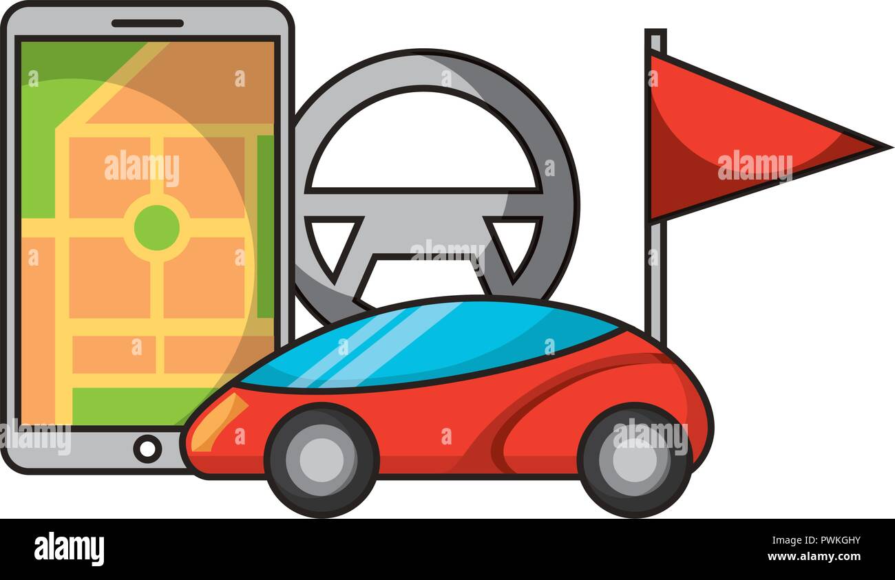 vehicle mobile location marker autonomous car vector illustration Stock ...