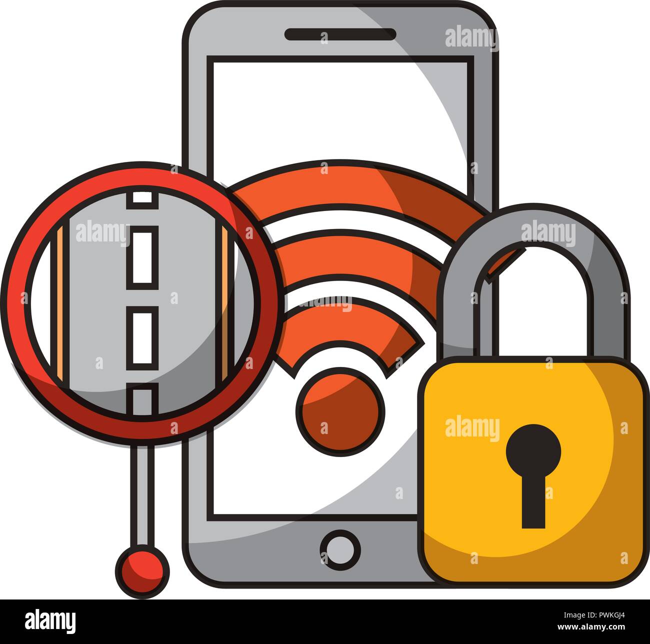 mobile pointer location security autonomous car vector illustration ...