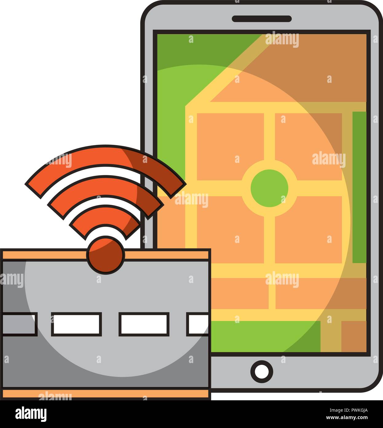 mobile map navigation tracking road autonomous car vector illustration ...
