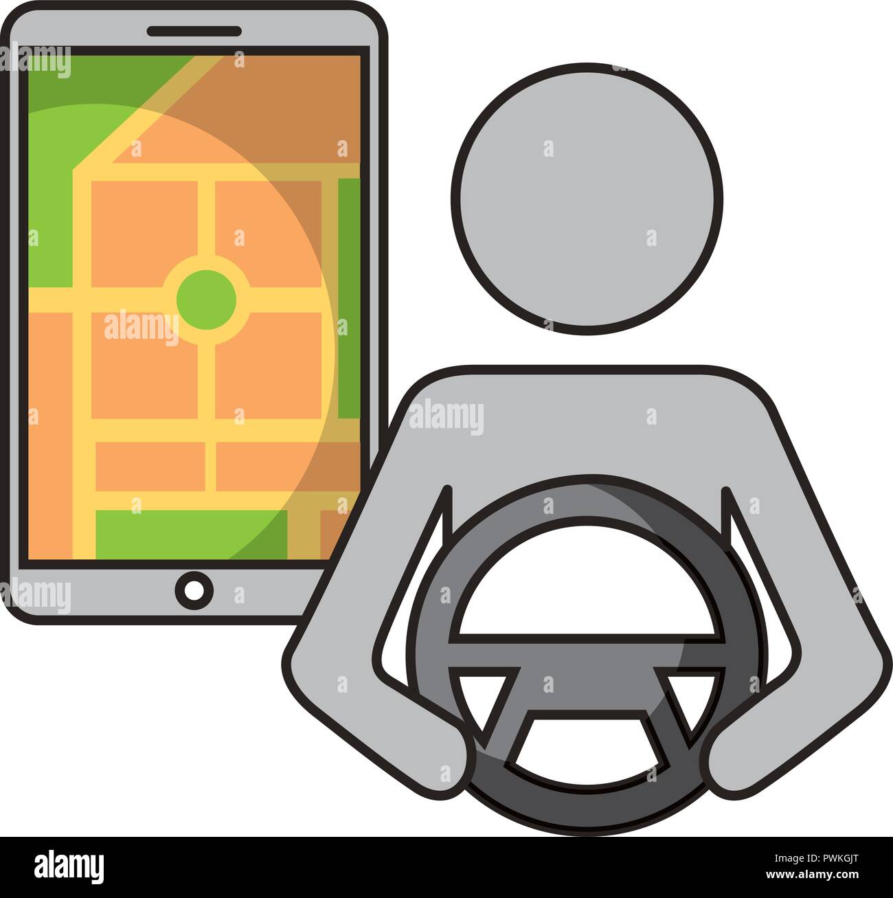 driver mobile map navigation gps autonomous car vector illustration ...