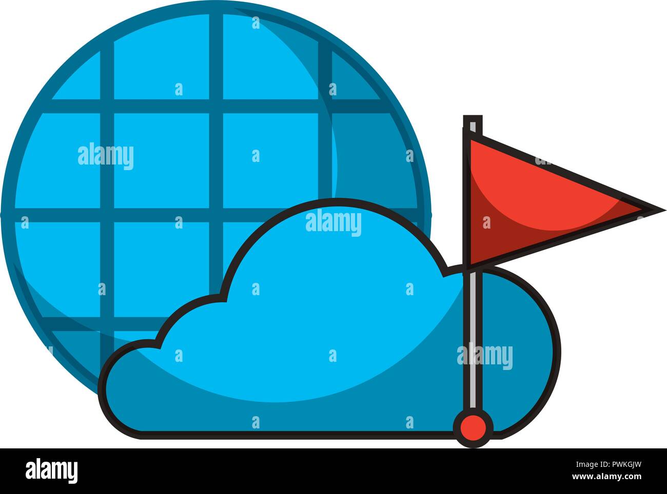 cloud marker flag location autonomous car vector illustration Stock ...