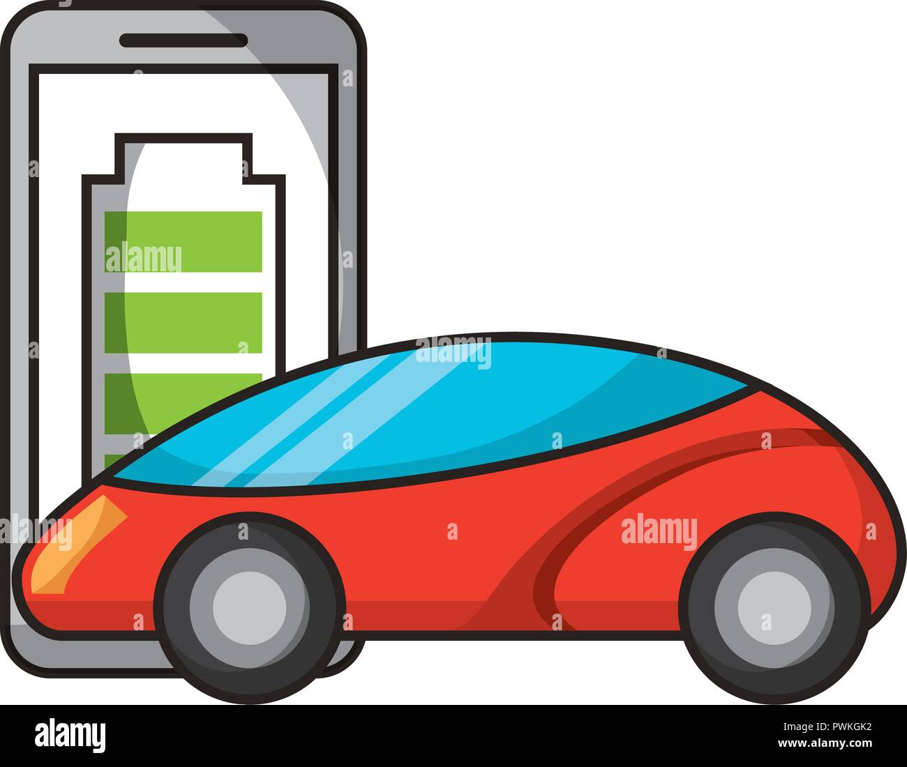 mobile charge and vehicle autonomous car vector illustration Stock ...
