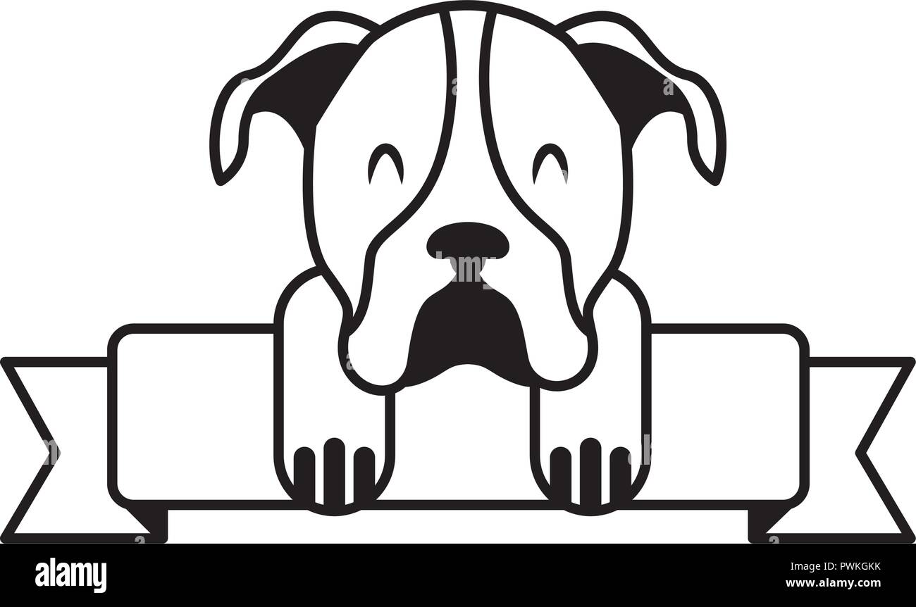 cute mascot dog domestic ribbon vector illustration Stock Vector Image ...
