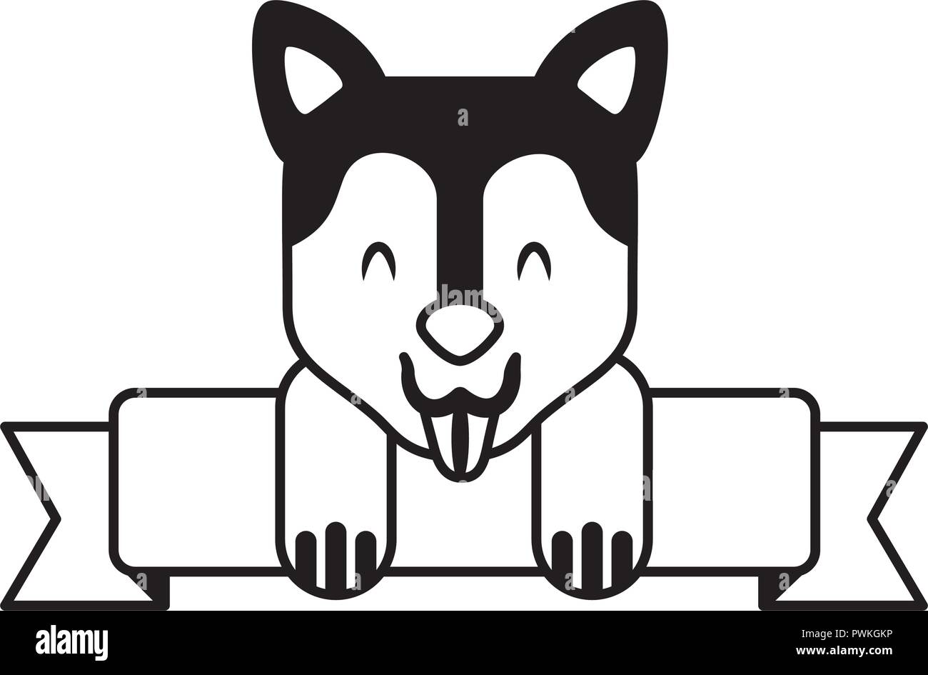 cute mascot dog domestic ribbon vector illustration Stock Vector Image ...