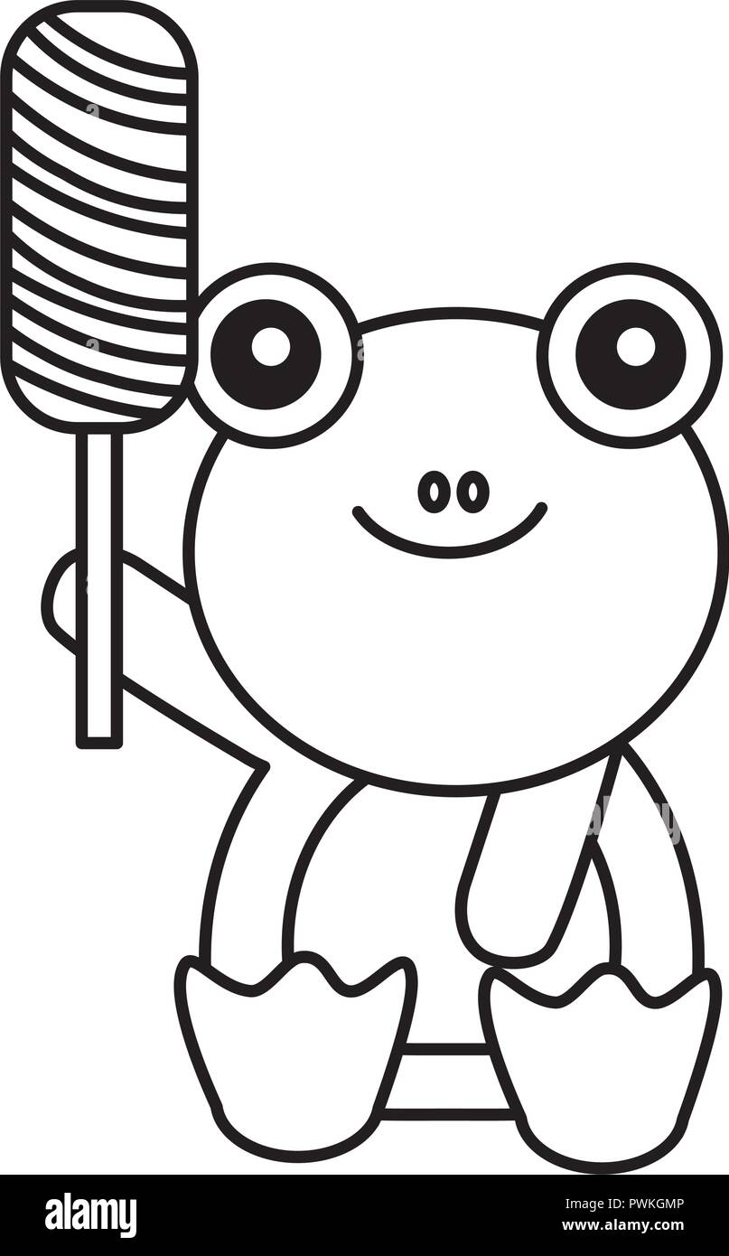 cute frog sweet candy lollipop vector illustration Stock Vector Image ...