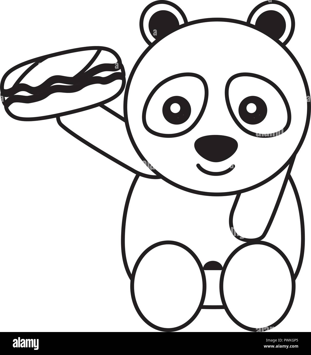 cute panda bear with sweet candy vector illustration Stock Vector Image ...