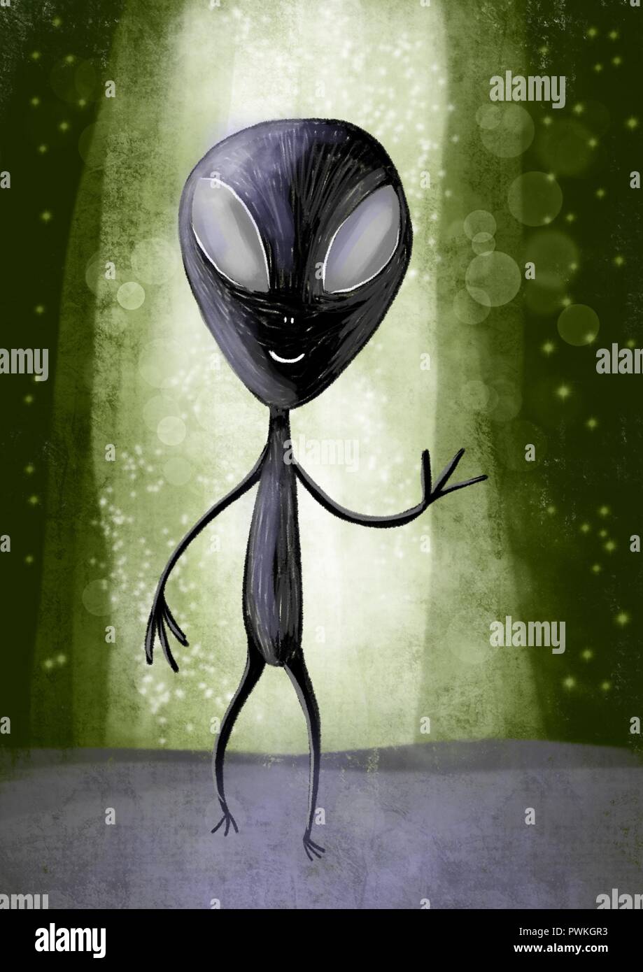 illustration of a Grey Alien Stock Photo - Alamy