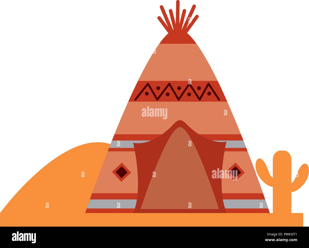 teepee native american cactus desert vector illustration Stock Vector ...