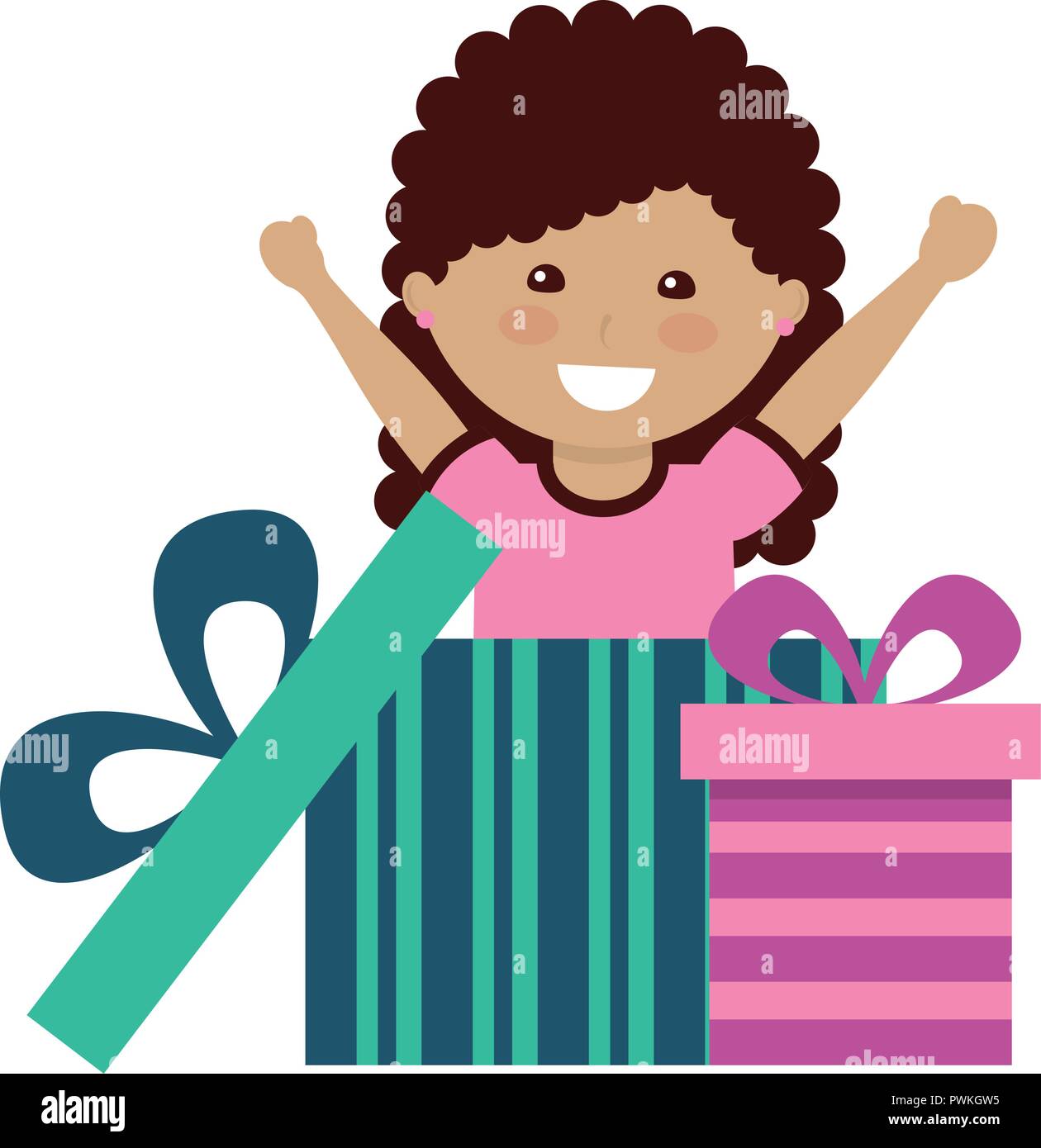 happy girl coming out gift surprise vector illustration Stock Vector ...