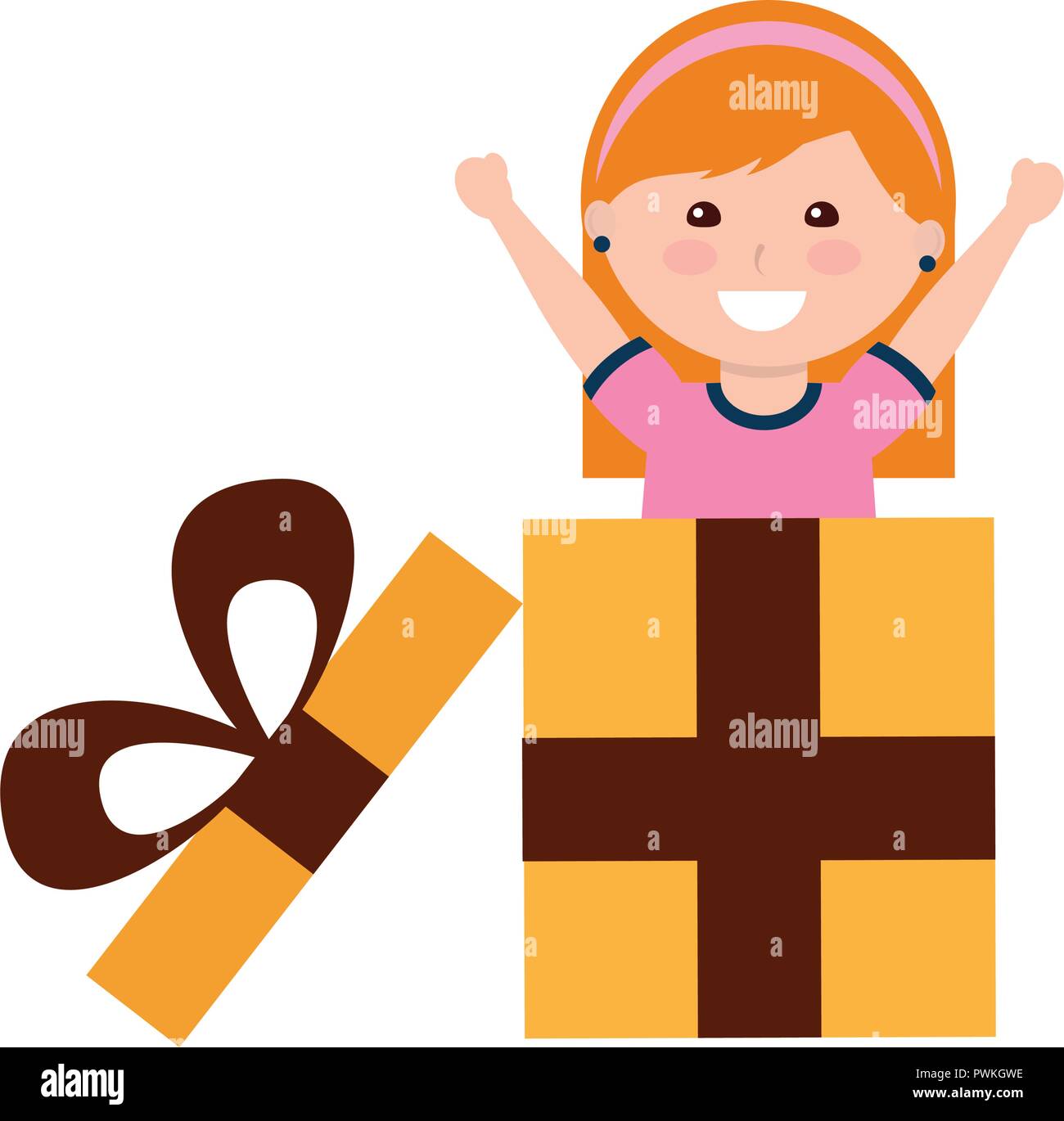 happy girl coming out gift surprise vector illustration Stock Vector ...