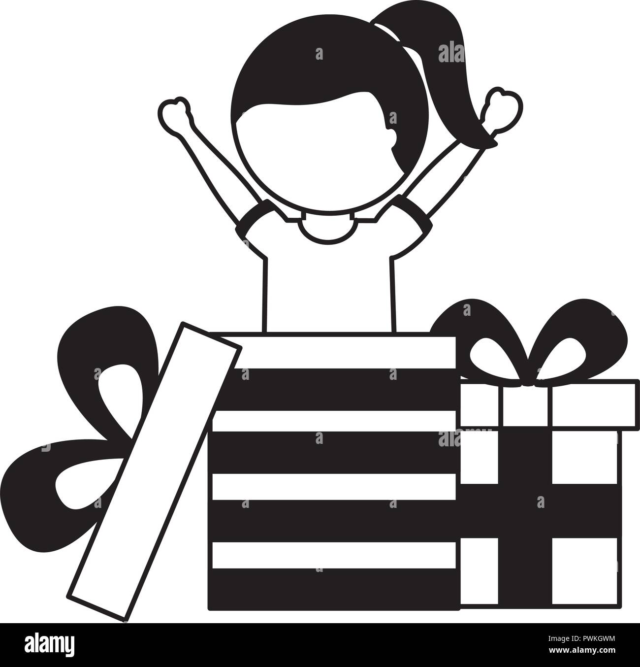 happy girl coming out gift surprise vector illustration Stock Vector ...