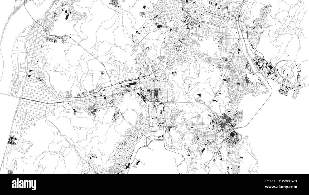 Satellite map of Busan Metropolitan City, Pusan, city streets. Street ...