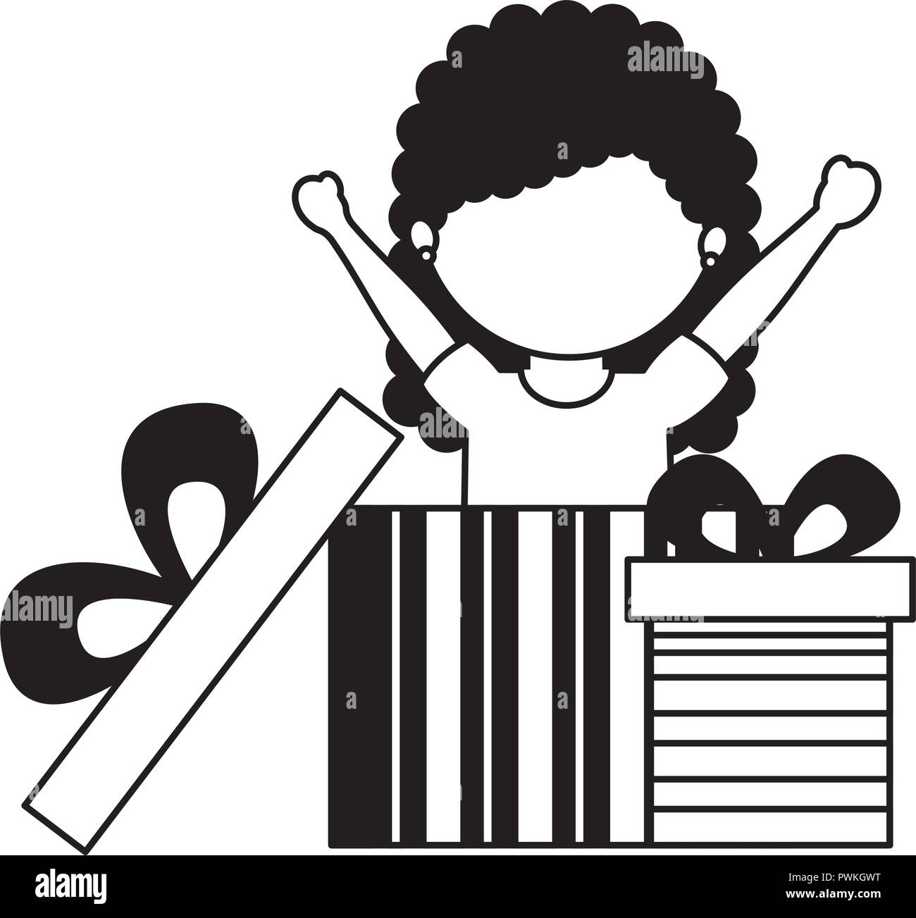 happy girl coming out gift surprise vector illustration Stock Vector ...