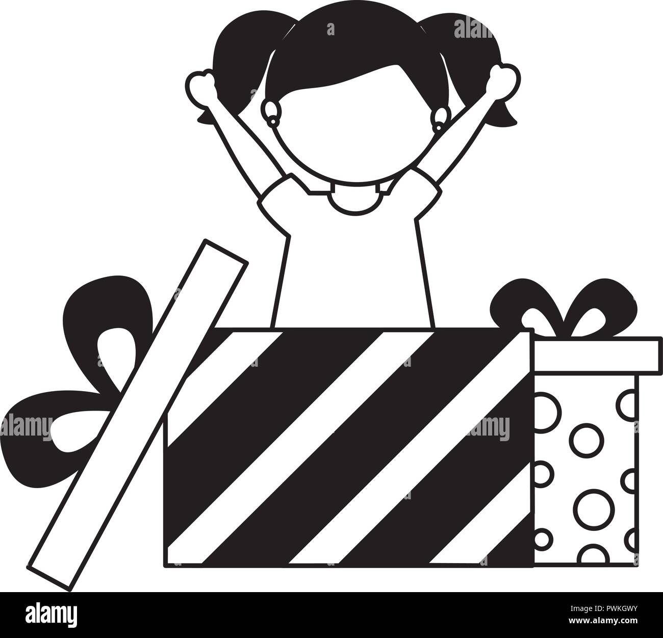 happy girl coming out gift surprise vector illustration Stock Vector ...
