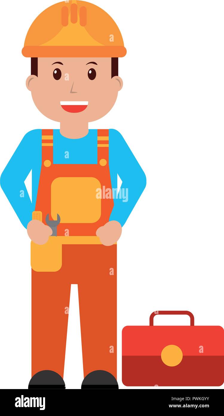 repairman in uniform with toolbox vector illustration Stock Vector ...