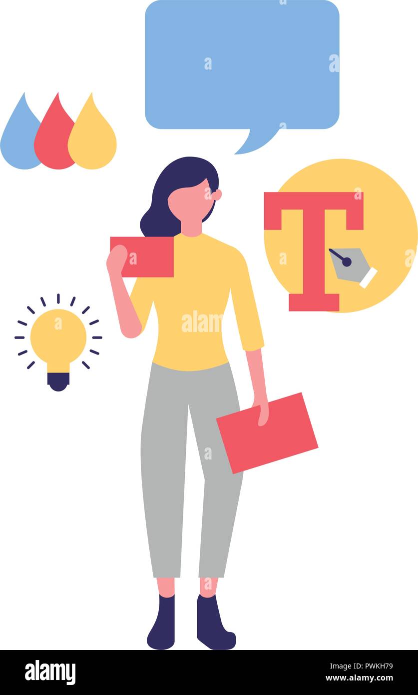 young woman designer occupation labor vector illustration Stock Vector ...