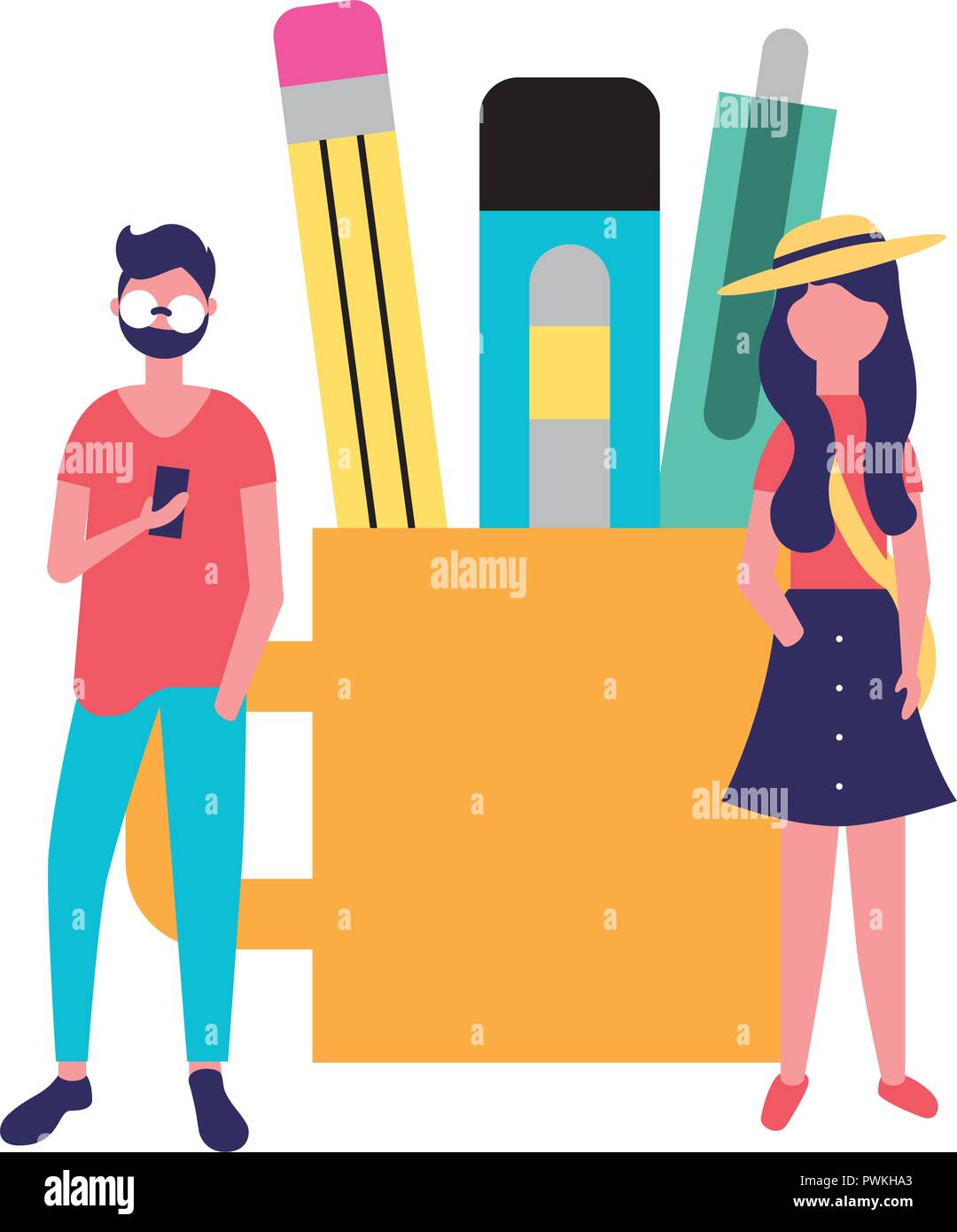 young man and woman designer employee work vector illustration Stock ...