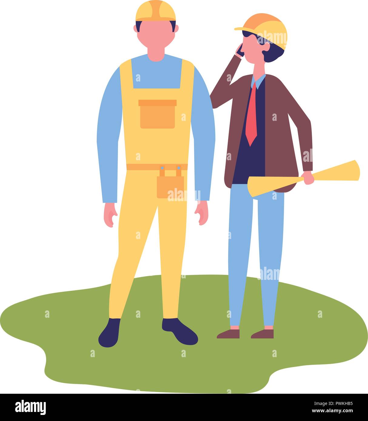 Engineer construction site blueprints Stock Vector Images - Alamy