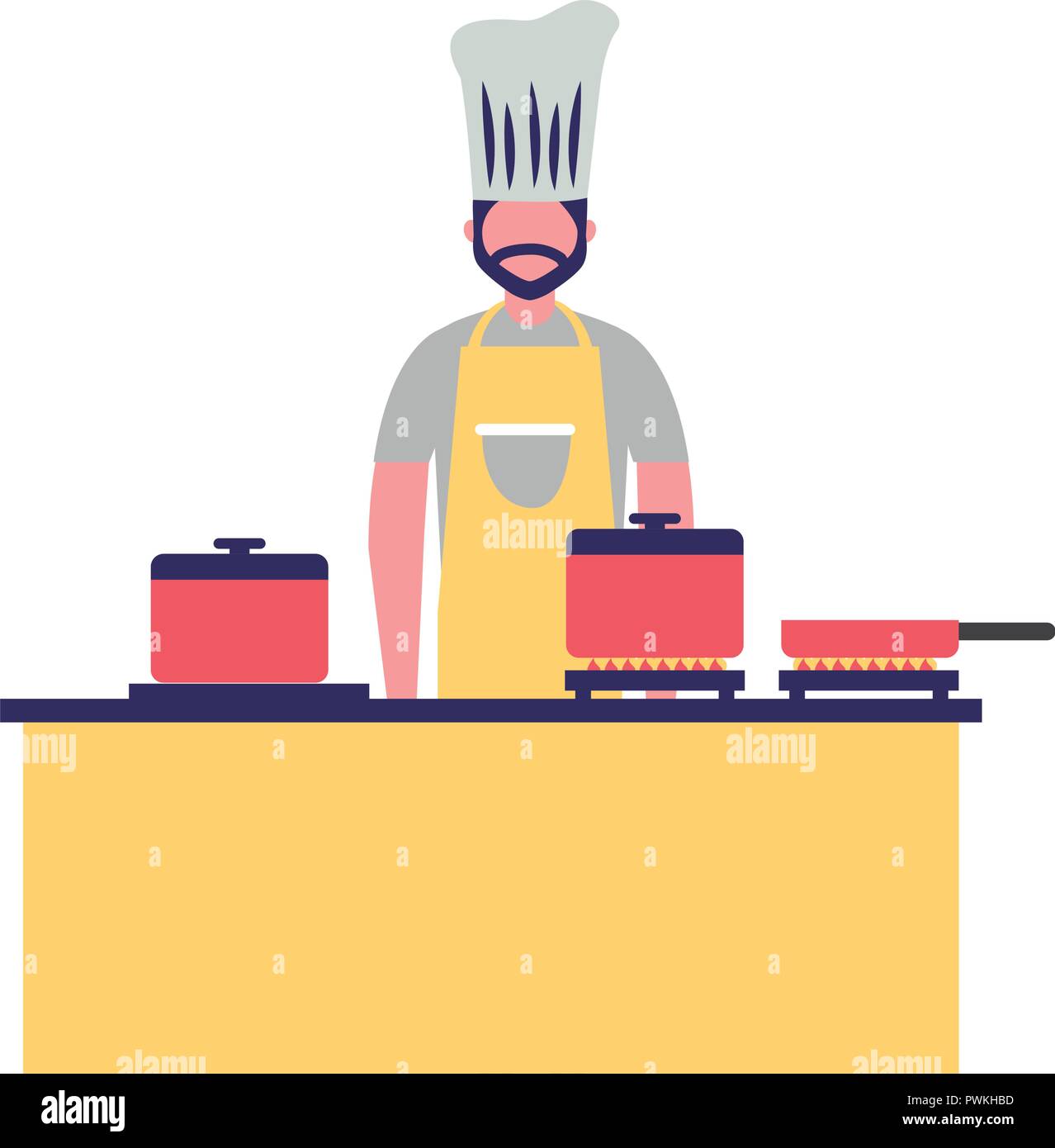 chief cooking male in the kitchen vector illustration Stock Vector ...