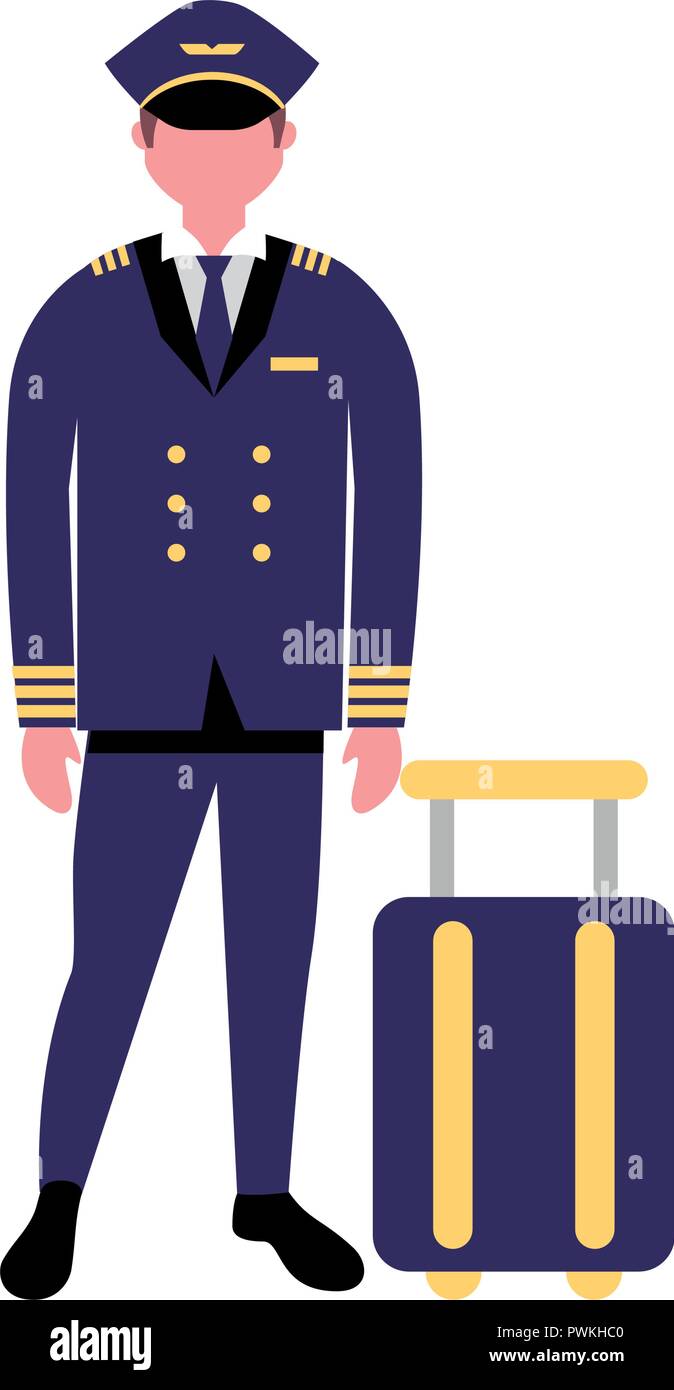 aviation pilot with suitcase travel vector illustration Stock Vector ...
