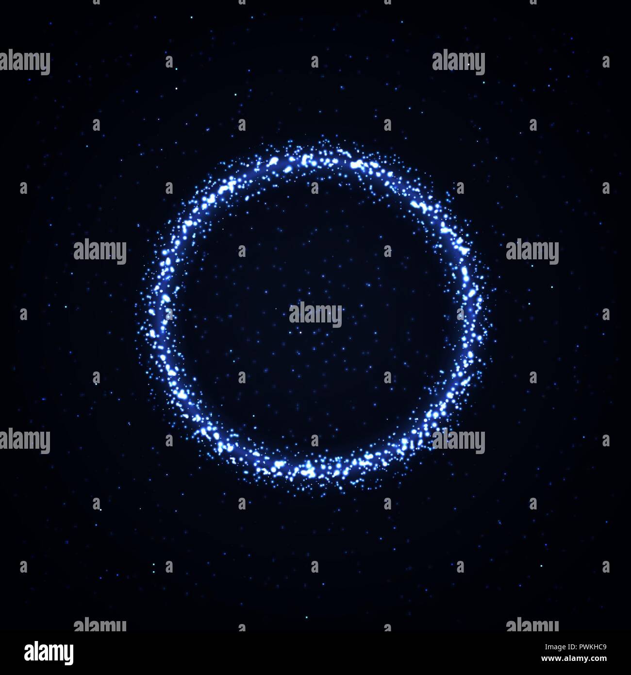 Vector galaxy. Shining blue ring made of stars. Beautiful abstract ...