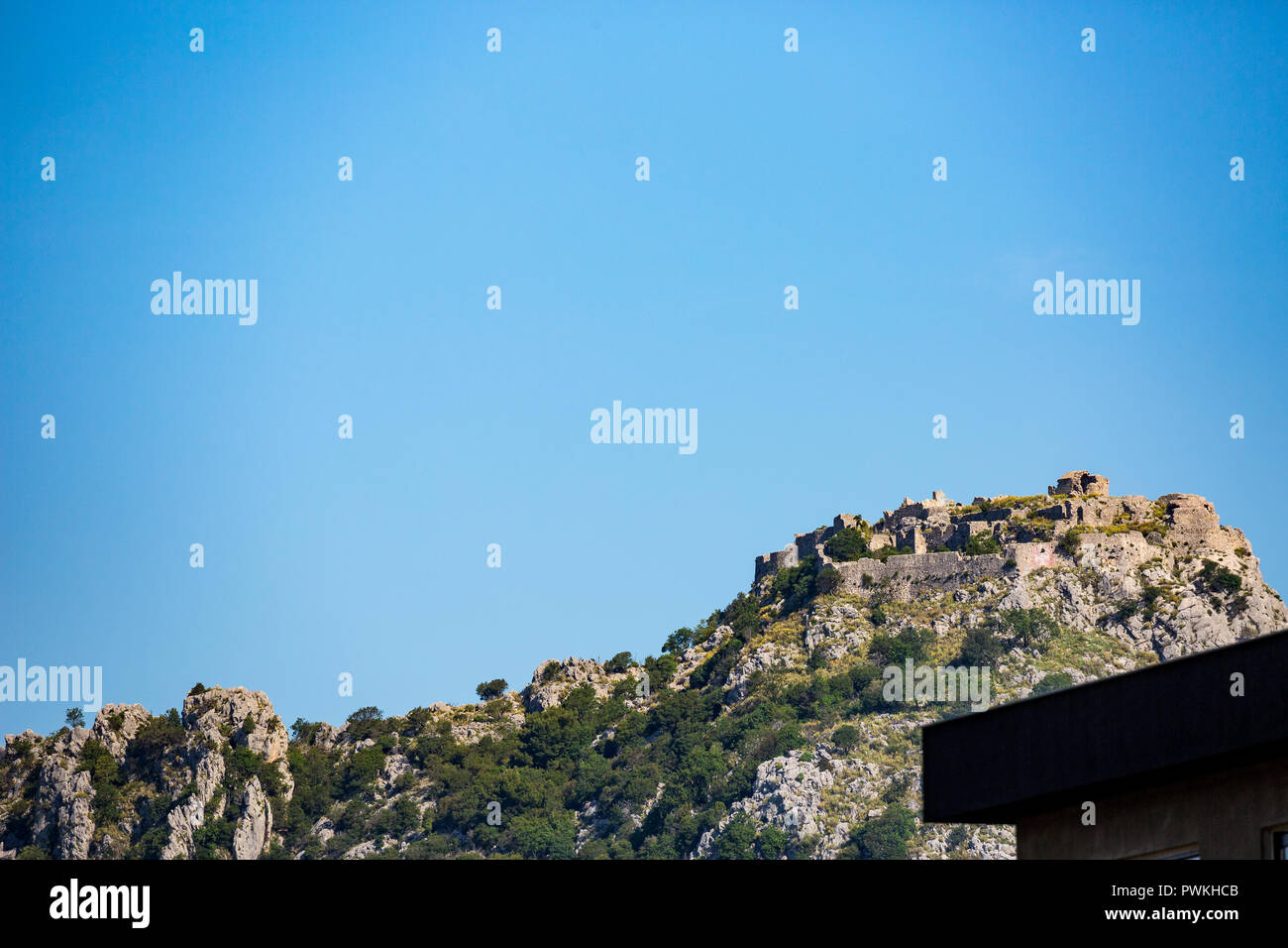 The ruins of Haj - Nehaj fortress, Sutomore, Montenegro, as seen below ...