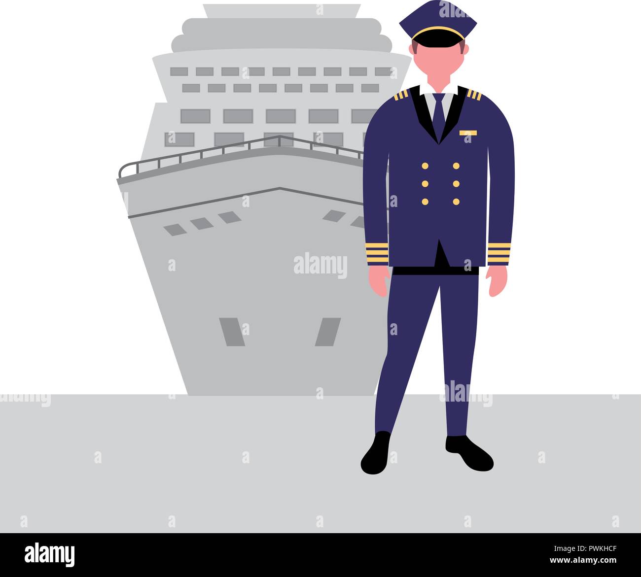 captain cruise boat maritime work vector illustration Stock Vector ...
