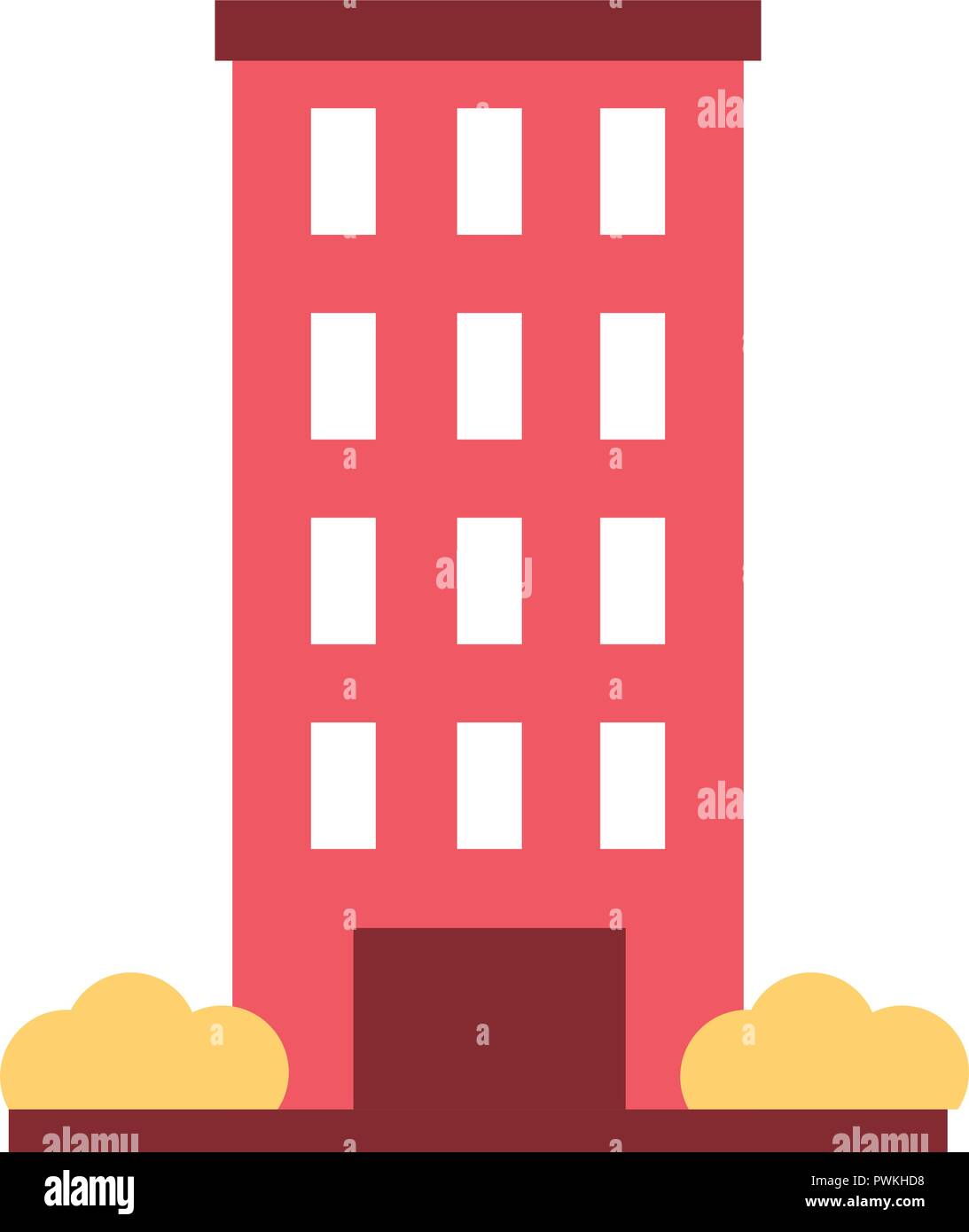 building exterior bushes white background vector illustration Stock ...