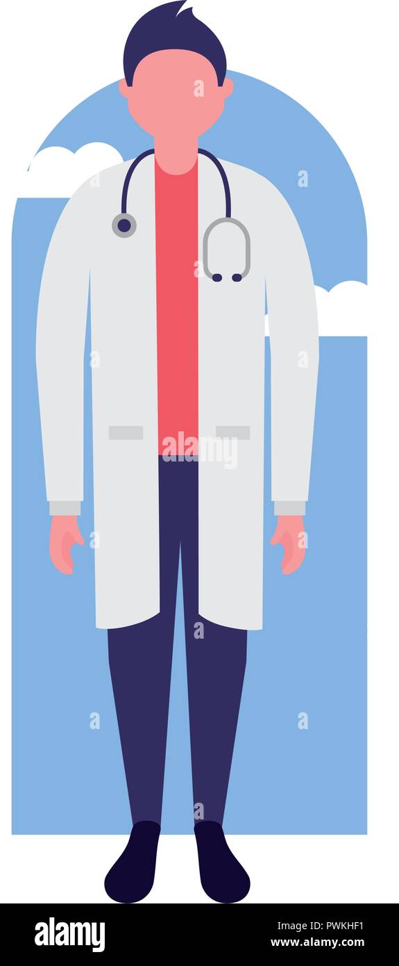 doctor male character professional labor vector illustration Stock ...
