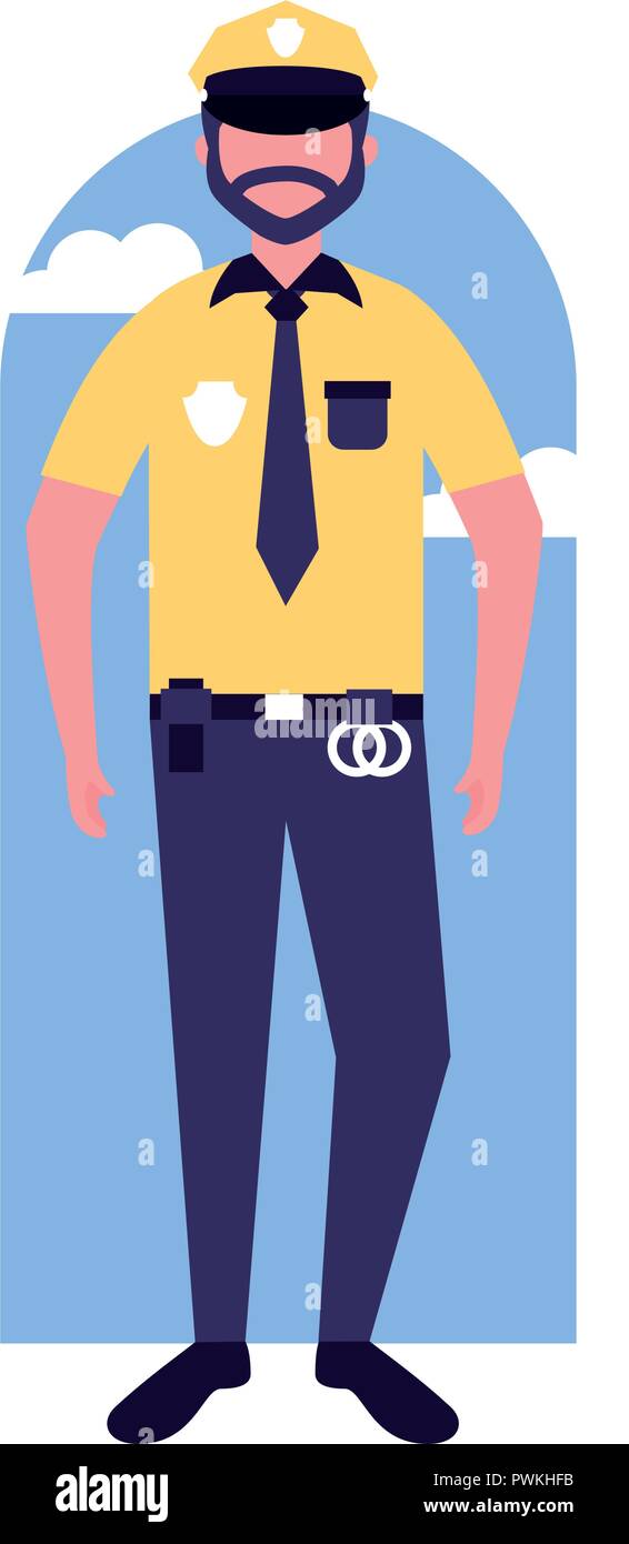 policeman character work profession labor vector illustration Stock ...