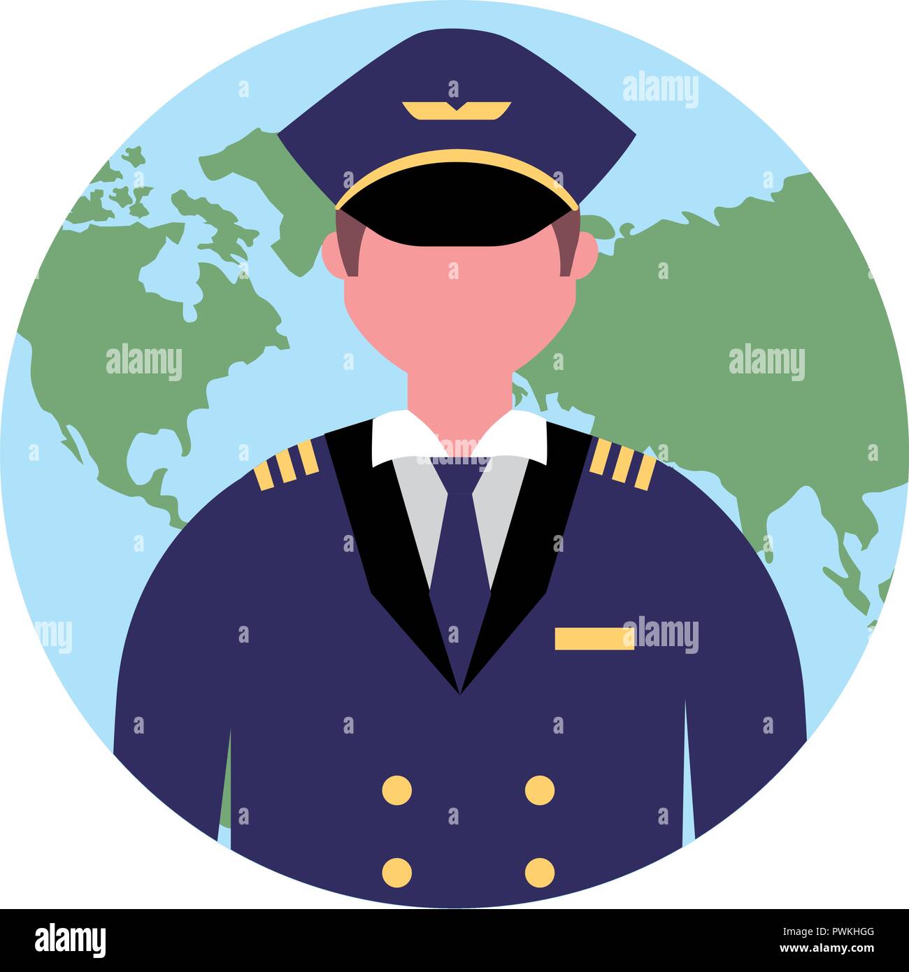 aviation pilot character profession labor vector illustration Stock ...