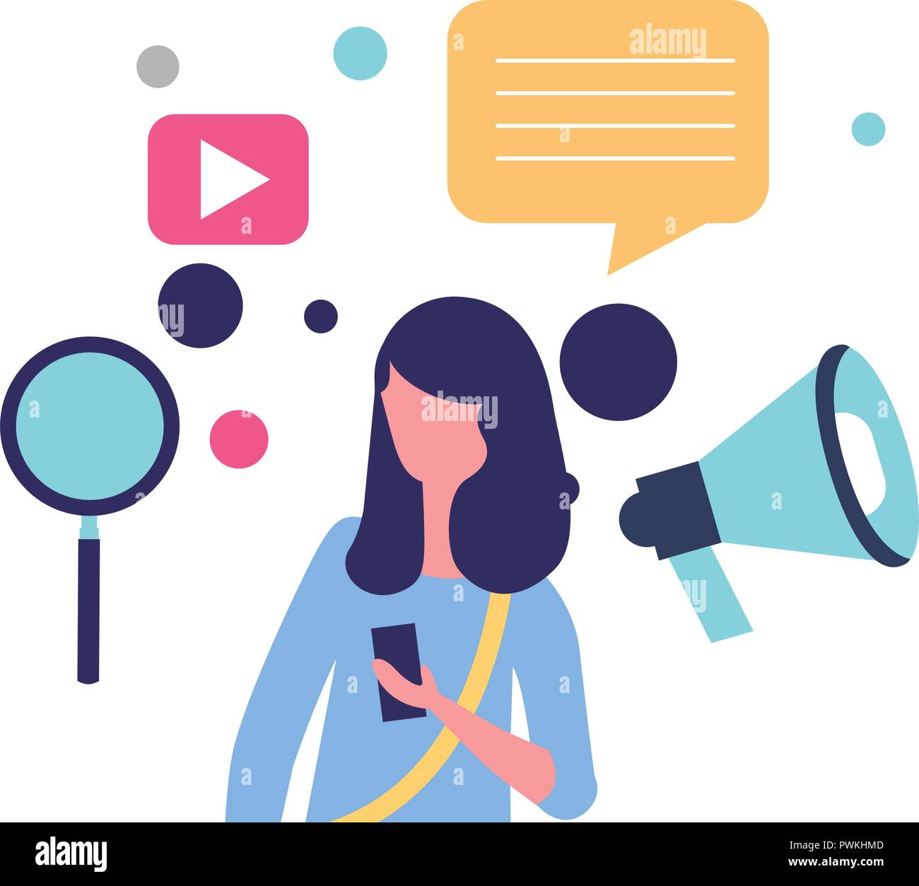 young woman character social media vector illustration Stock Vector ...