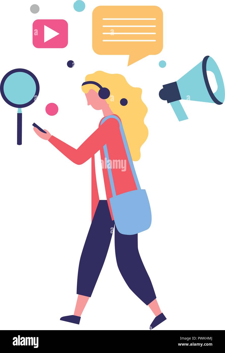 young woman character social media vector illustration Stock Vector ...
