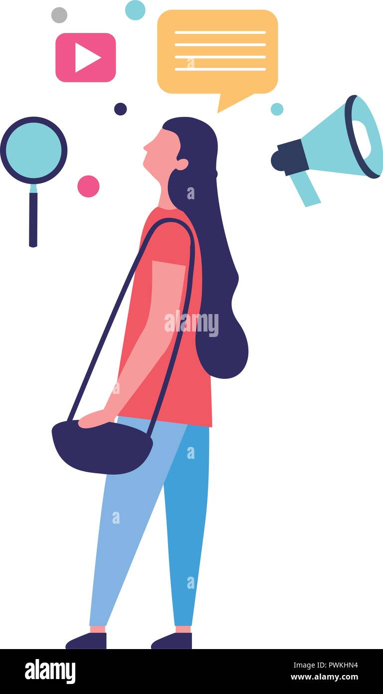 young woman character social media vector illustration Stock Vector ...