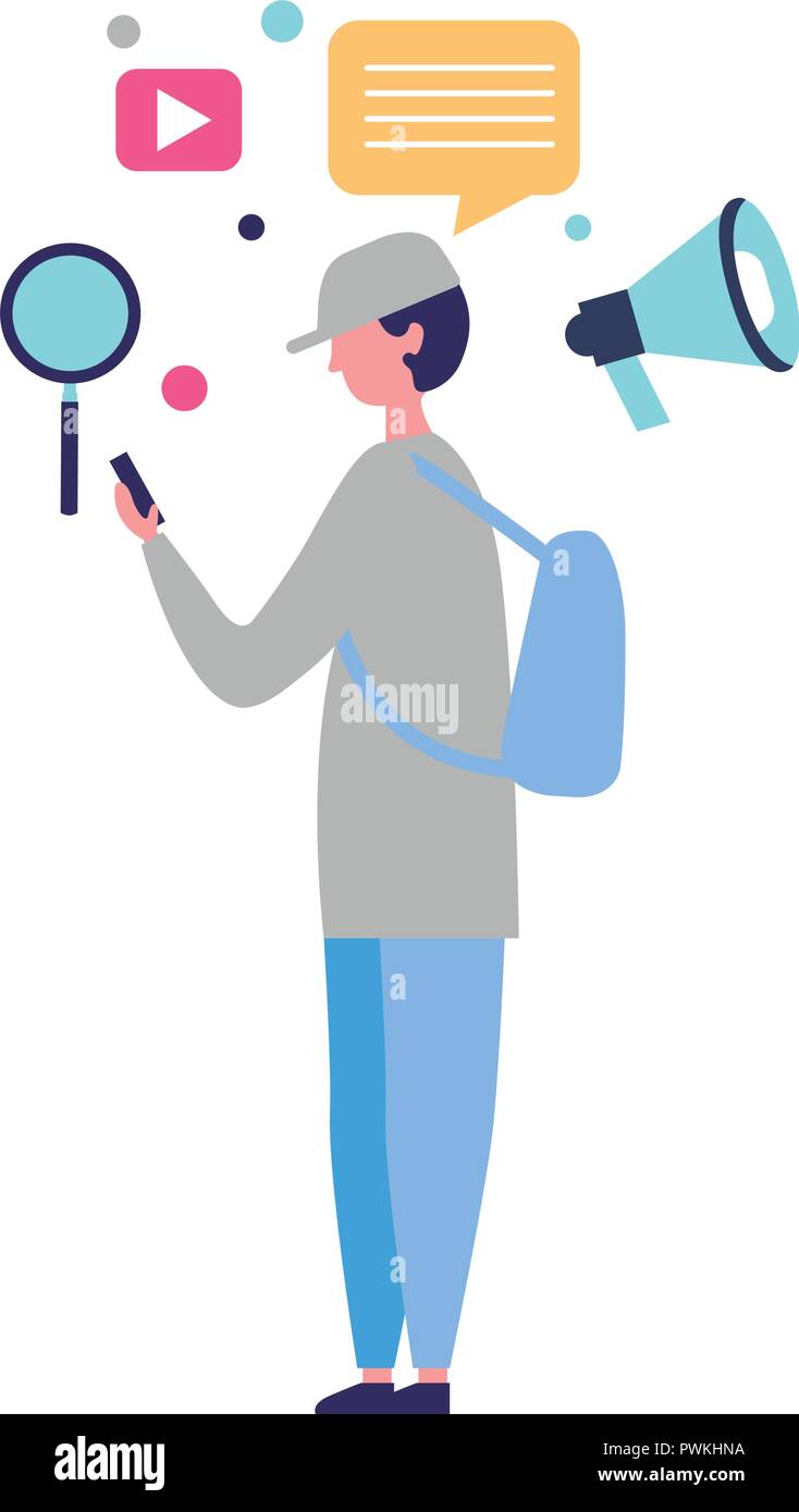 young man character social media vector illustration Stock Vector Image ...