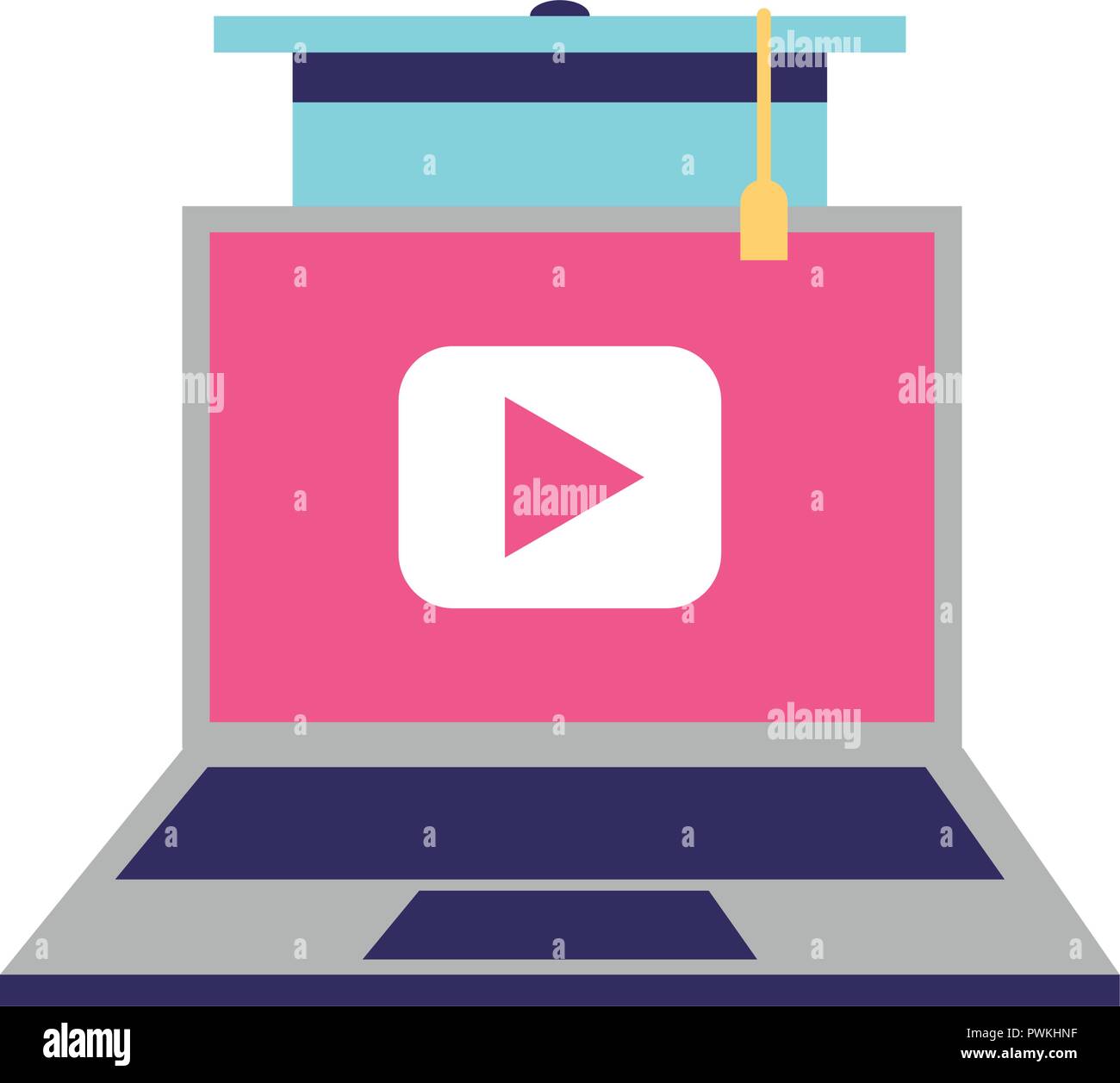 education online laptop graduation hat vector illustration Stock Vector ...