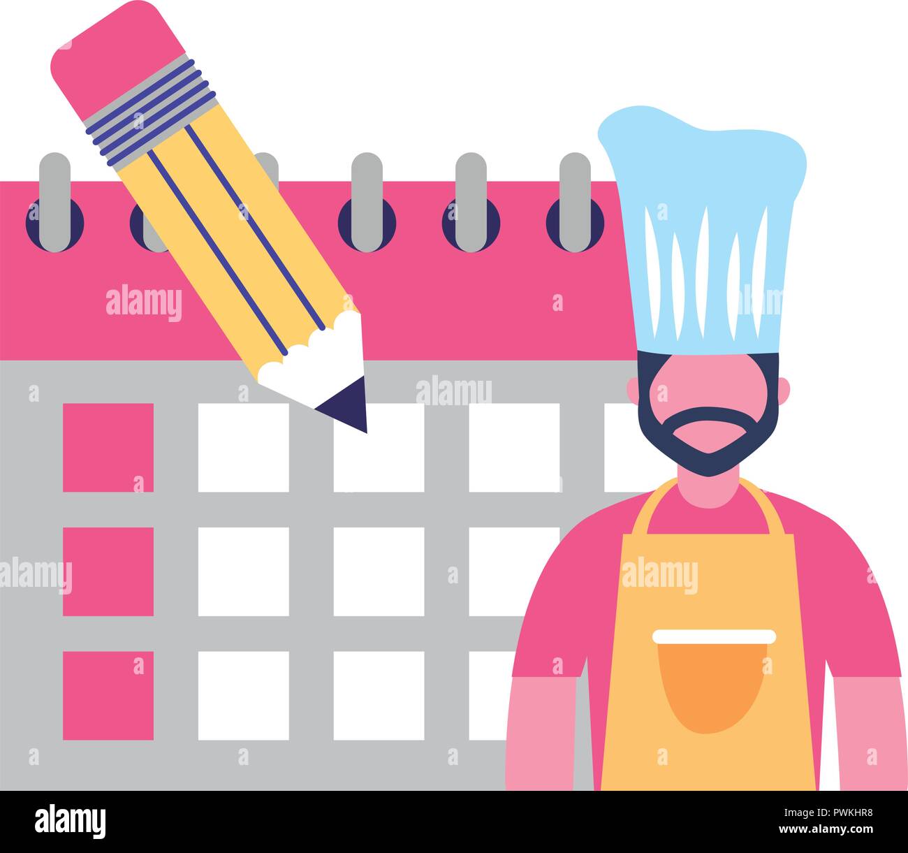 chef calendar pencil labor day vector illustration Stock Vector Image ...