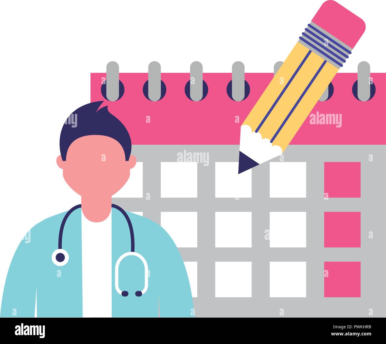 doctor calendar pencil labor day vector illustration Stock Vector Image ...