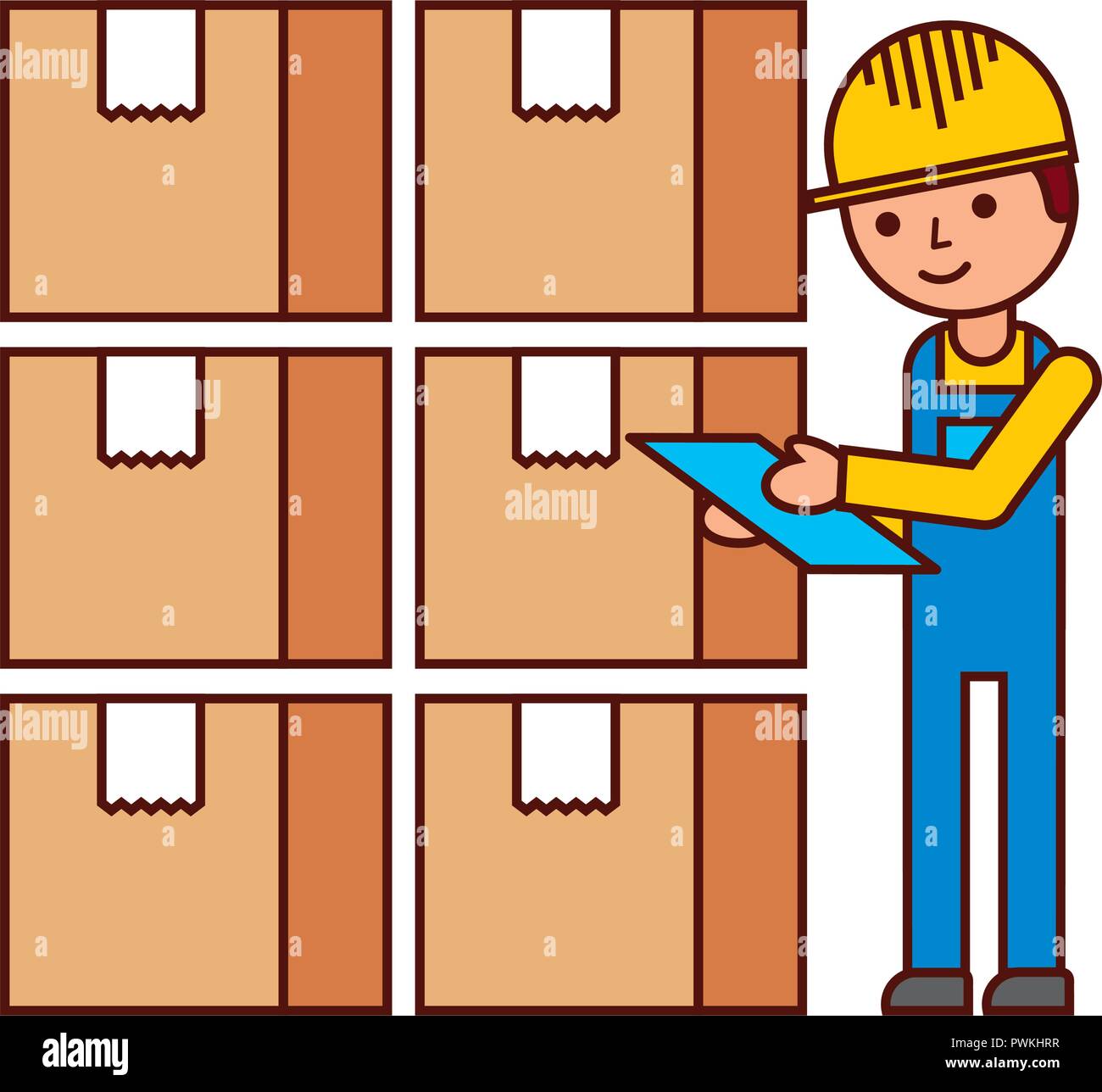 worker checklist work warehouse logistic vector illustration Stock ...