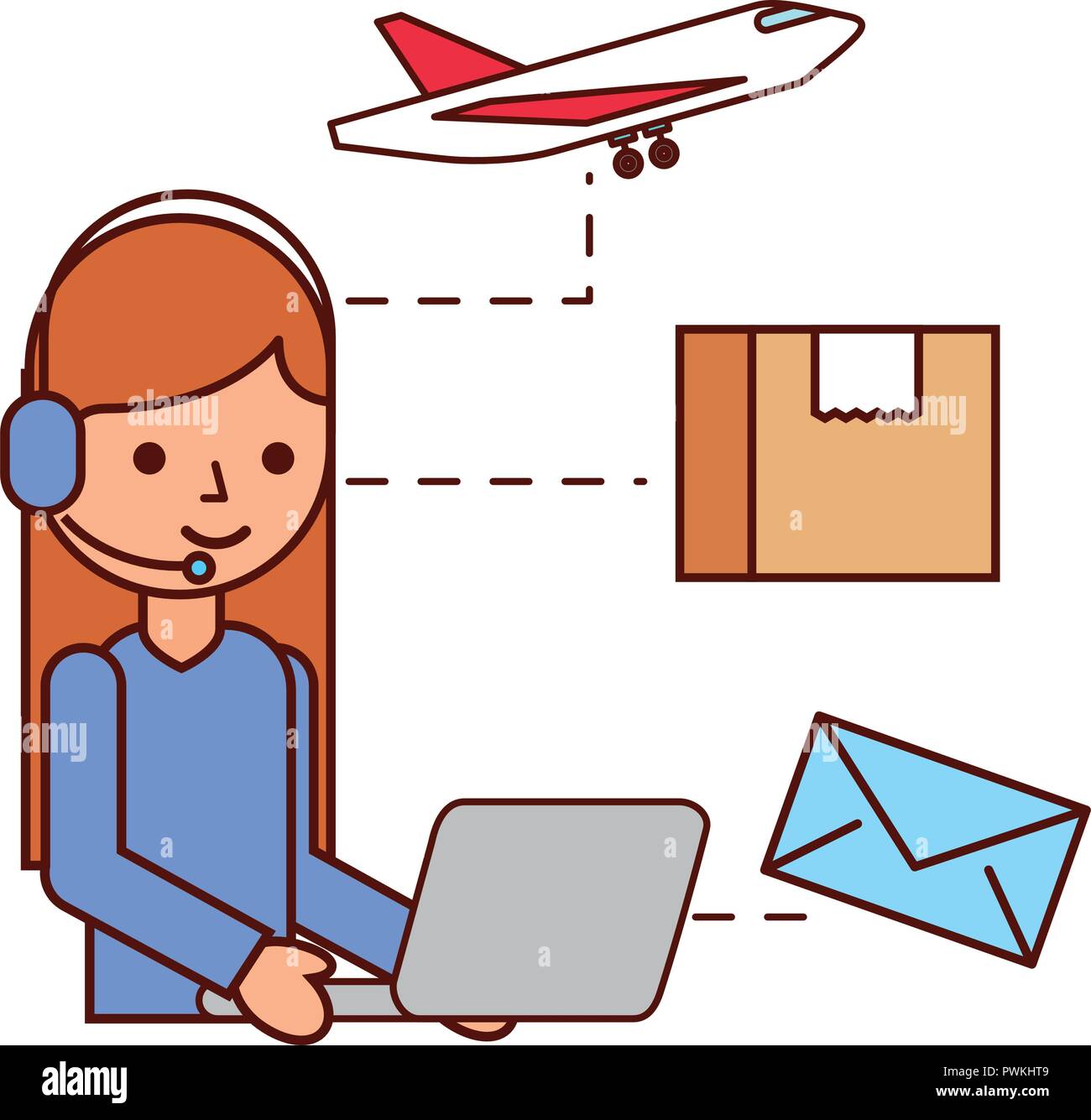 operator woman call center warehouse logistic vector illustration Stock ...