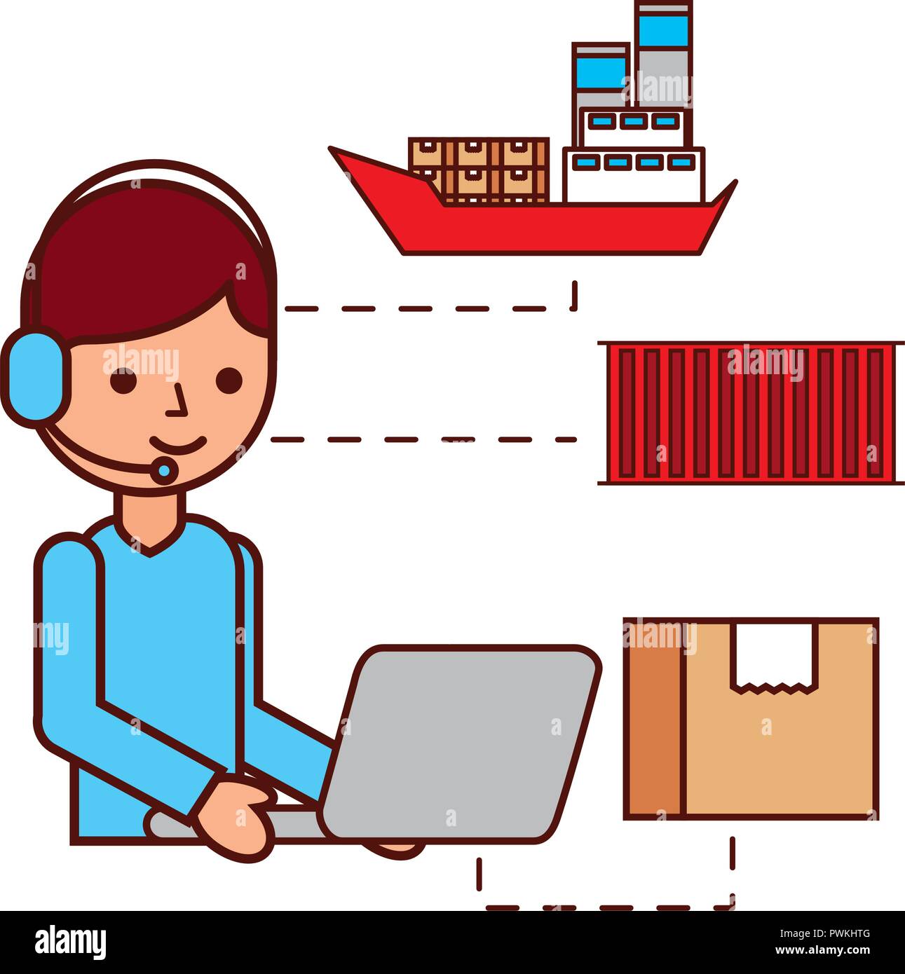operator man call center warehouse logistic vector illustration Stock ...