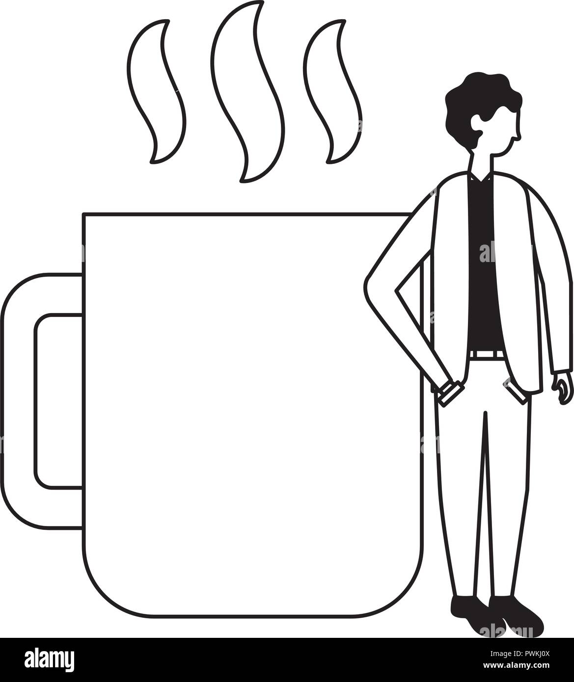 businessman standing near coffee cup vector illustration Stock Vector ... businessman standing near coffee cup vector illustration Stock Vector ...