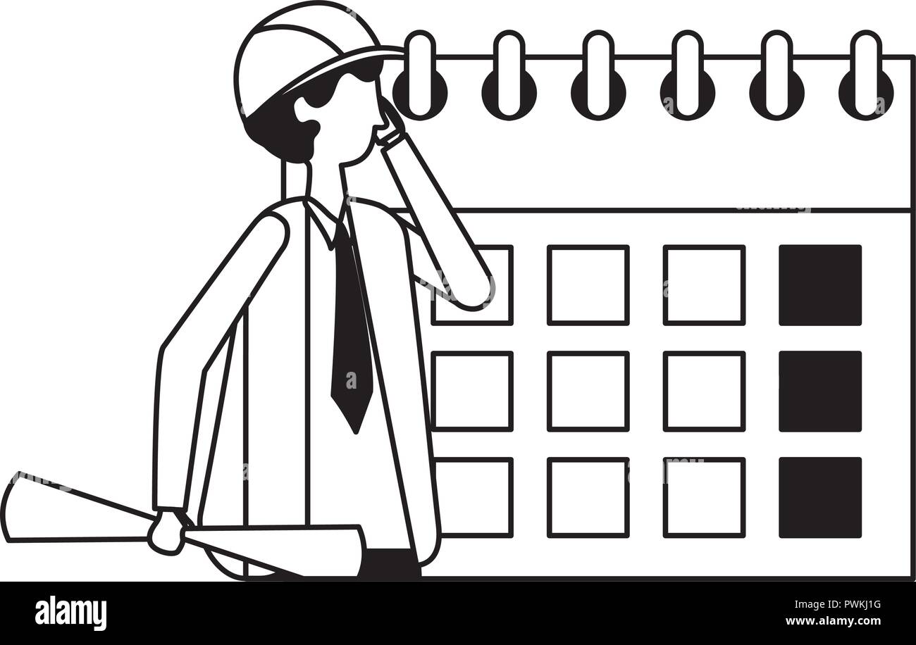 architect man calendar labor day vector illustration white background ...