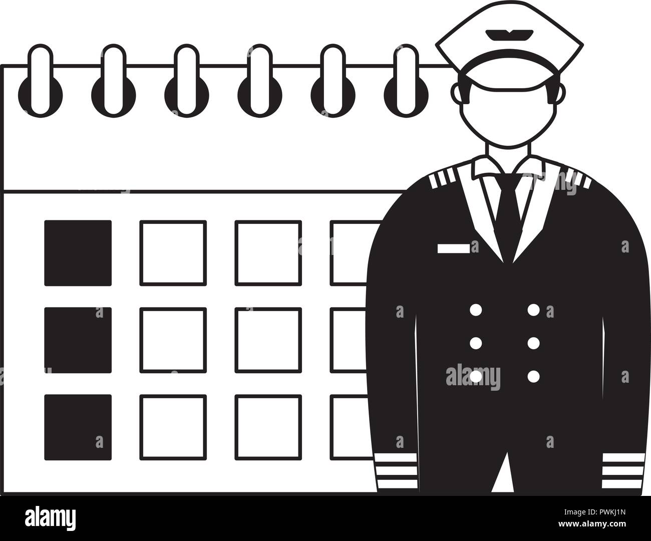 aviation pilot calendar labor day vector illustration white background ...