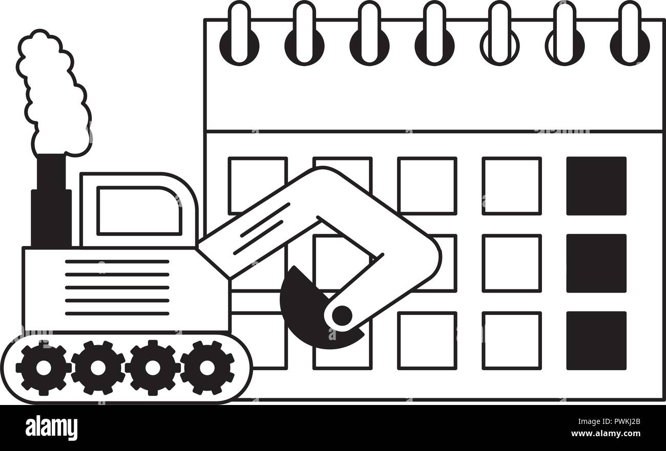 bulldozer truck calendar labor day vector illustration white background ...