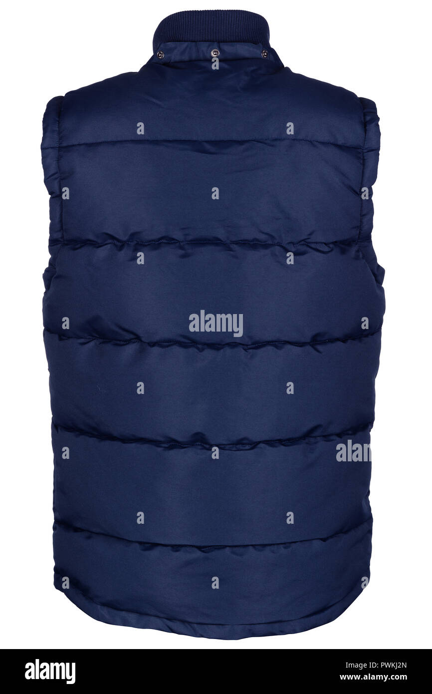 Back of warm navy blue waistcoat isolated on white background Stock ...