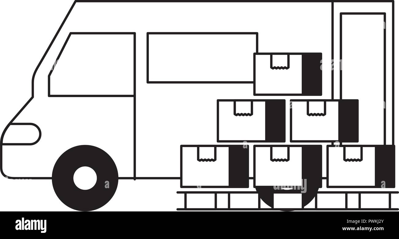 warehouse logistic truck transport cardboard box vector illustration ...