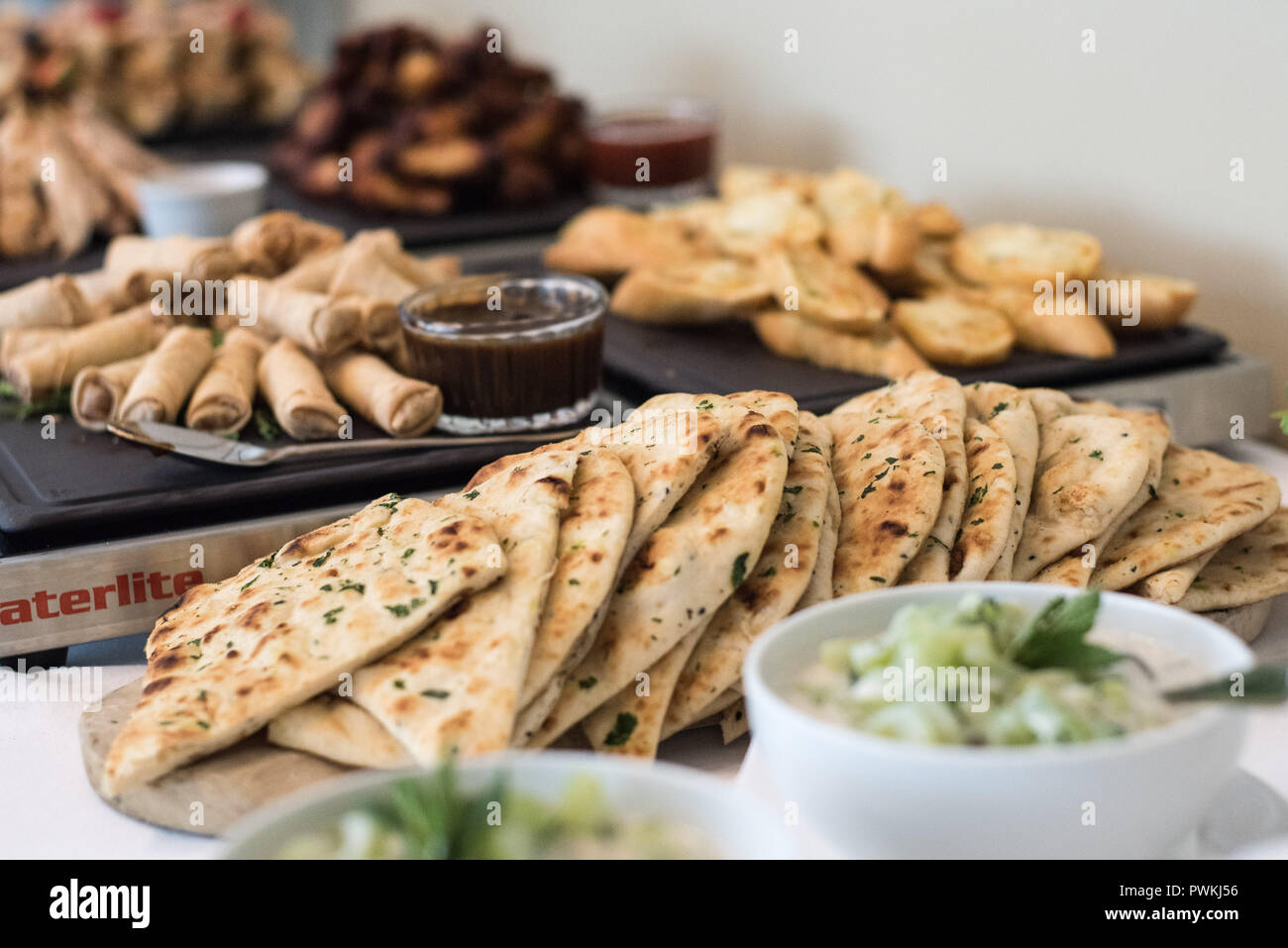 Meat and Bread based food on display in party event Stock Photo - Alamy