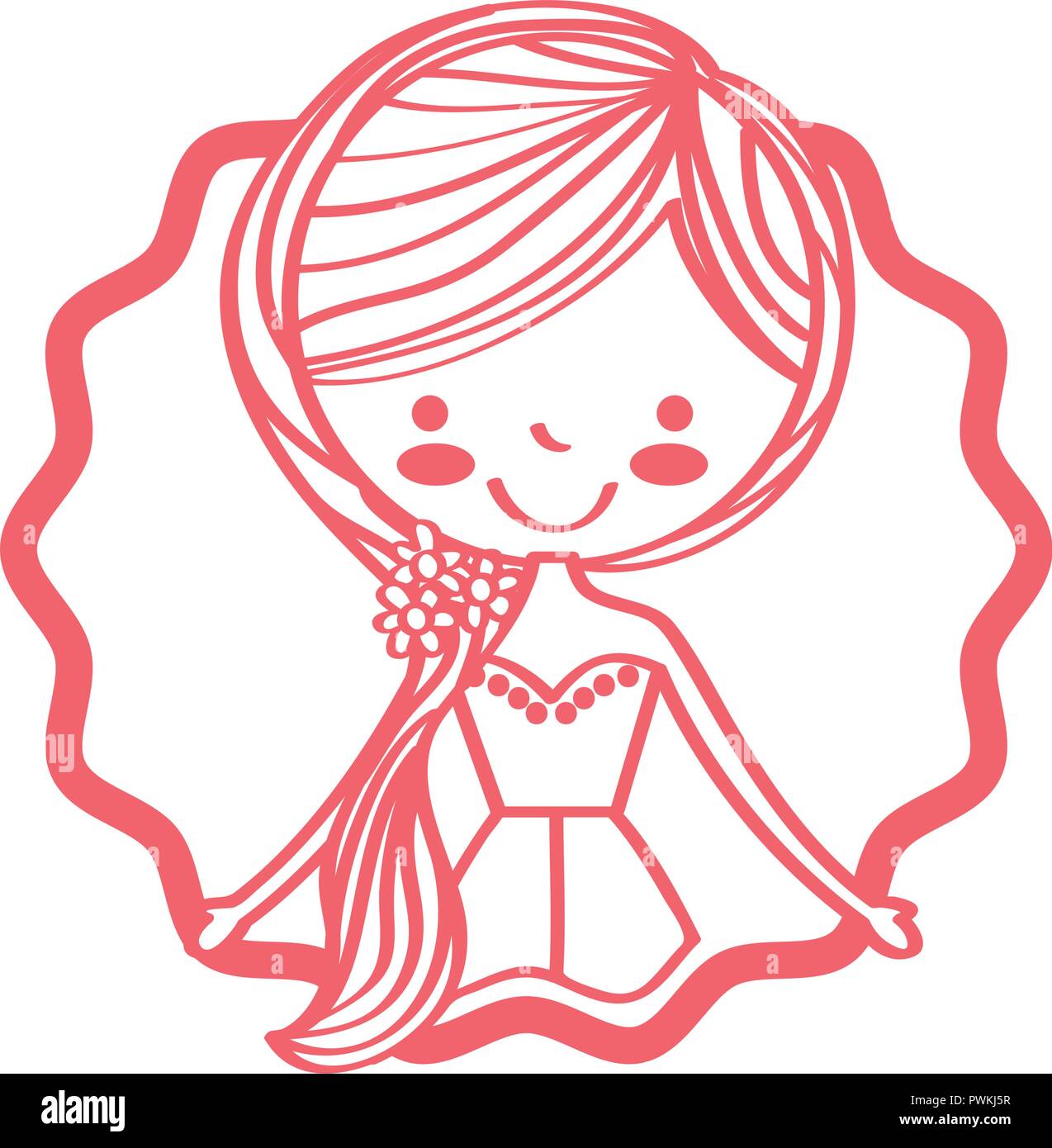 wedding day cute bride cartoon vector illustration Stock Vector Image ...